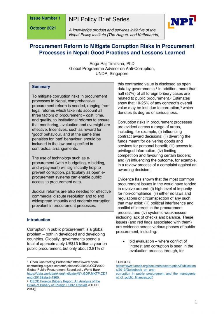 Publications - Nepal Policy Institute