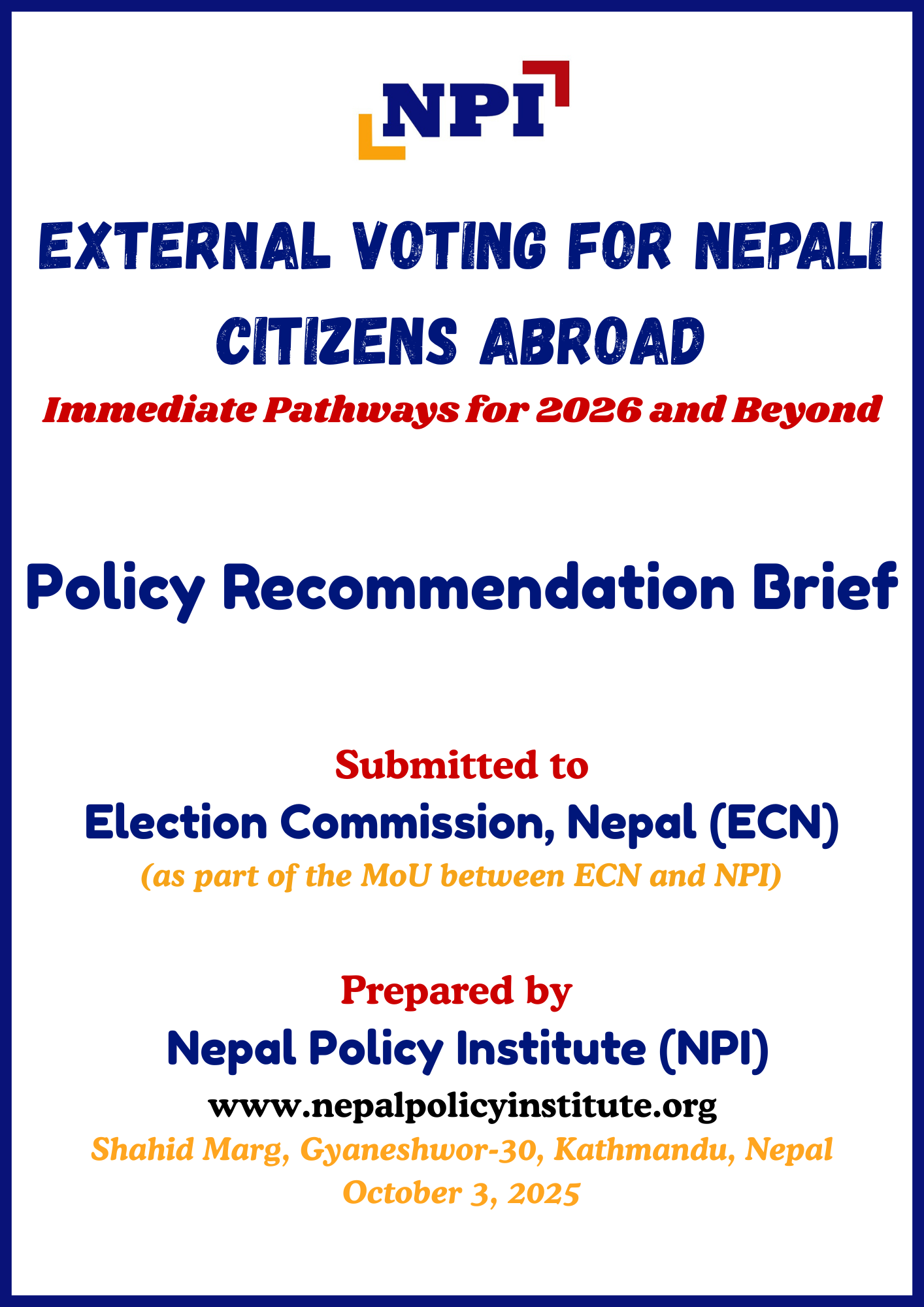 External Voting For Nepali Citizens Abroad - Nepal Policy Institute